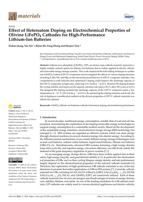 Pdf Effect Of Heteroatom Doping On Electrochemical Properties Of Olivine Lifepo4 Cathodes For