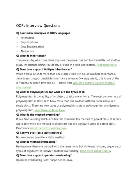 Oops Interview Questions Read More Here Pdf Constructor Object