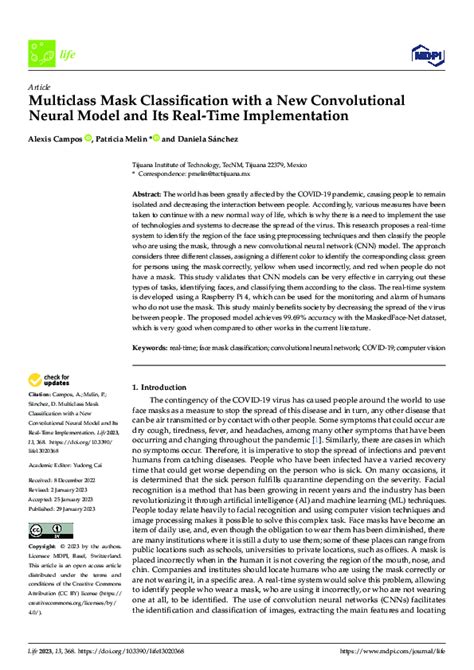 Pdf Multiclass Mask Classification With A New Convolutional Neural