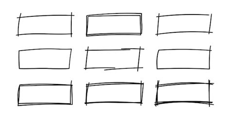 손으로 그린 사각형 프레임 지저분한 낙서 사각형 프레임 낙서 기하학적 테두리 펜 잉크 빈 검은 색 텍스트 상자 세트 벡터