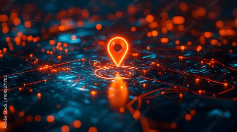 Digital Map Interface Featuring A Single Location Pin Symbol On A Modern User Interface Design