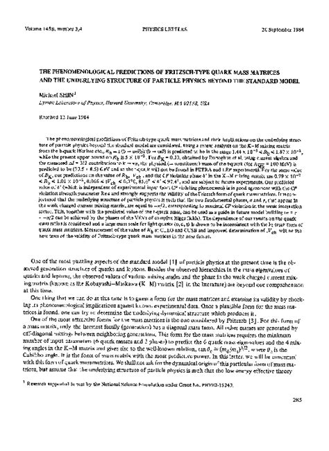 Pdf The Phenomenological Predictions Of Fritzsch Type Quark Mass