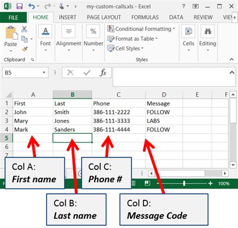 Custom Messages Call Or Text From Microsoft Office Excel Spreadsheet 1 800 Notify