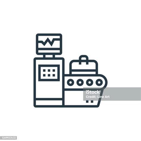 공항 개념에서 스캐너 아이콘 벡터 스캐너 편집 가능한 스트로크의 얇은 선 그림입니다 웹 및 모바일 앱 로고 인쇄 미디어에 사용할 스캐너 선형 기호 0명에 대한 스톡 벡터