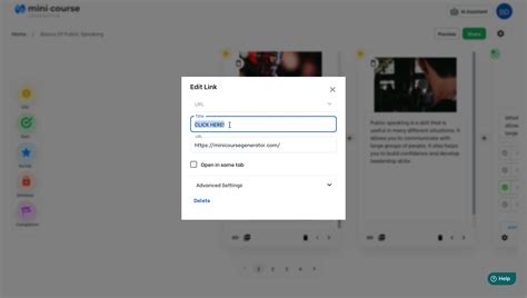 Add Customized Link Buttons Mini Course Generator