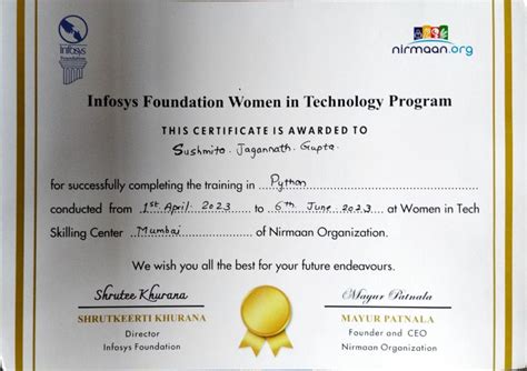sushmita gupta on linkedin python django certification