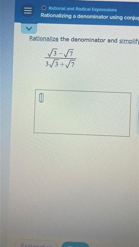 Solved Rational And Radical Expressions Rationalizing A