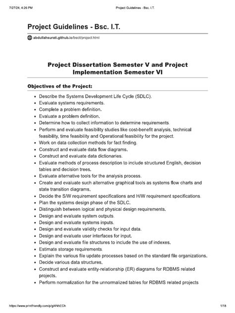 project guidelines bsc i t pdf
