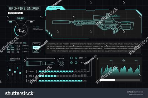 Interface Futuristic Weapon Graphs Sniper Rifle Stock Vector Royalty