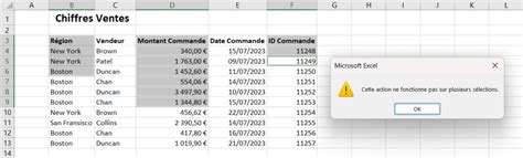 Erreur Cette Action Ne Fonctionne Par Sur Plusieurs Sélections Dans Excel Automate Excel