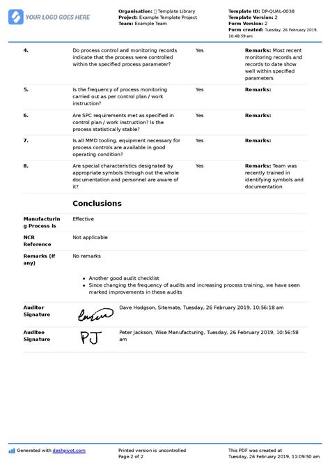 Process Audit Template