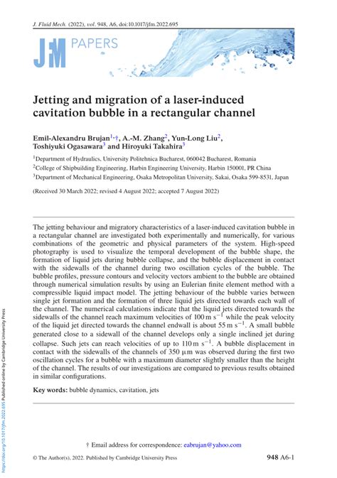 Pdf Jetting And Migration Of A Laser Induced Cavitation Bubble In A
