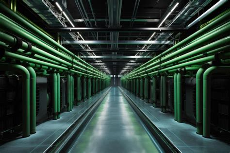 Premium Ai Image Data Center Cooling System With Pipes And Vents Created With Generative Ai