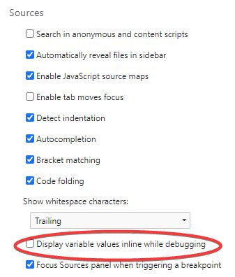 Reactjs Chrome Debugger Doesn T Show Variable Values On Mouse Over Stack Overflow