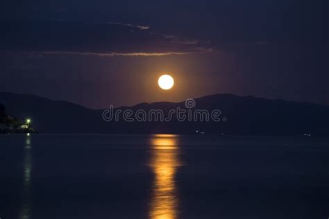 A Moonlit Night Of Lake Sevan Stock Image Image Of Moonlit View