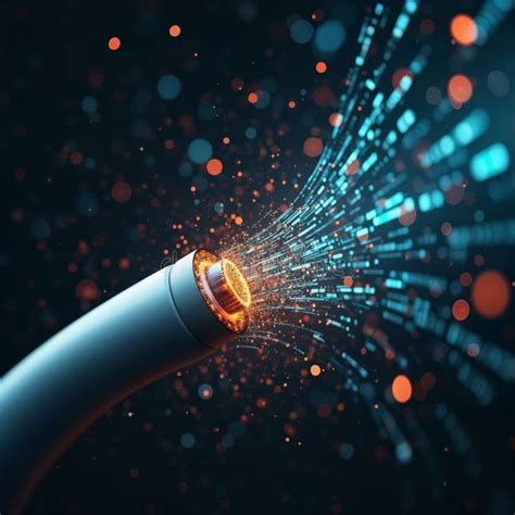Glowing Fiber Optic Cable With Digital Data Generative Ai Stock Illustration Illustration Of