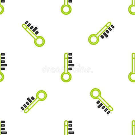 Line Meteorology Thermometer Measuring Icon Isolated Seamless Pattern