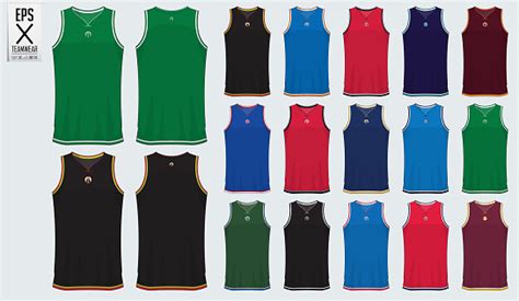 농구 유니폼 템플릿 디자인입니다 탱크 탑 티셔츠 이랑 농구 클럽입니다 전면 보기 및 다시 보기 스포츠 저지 벡터 농구복에 대한 스톡 벡터 아트 및 기타 이미지 Istock