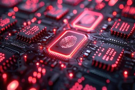 Premium Photo Cybersecurity Guardian Polygon Shield And Fingerprint Vector Illustration With