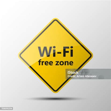 검은 색 테두리와 이미지 무료 영역 와이파이 흰색 배경에 스티커 노란색 다이아몬드 도로 표지판 그림 공유 개념에 대한 스톡 벡터 아트 및 기타 이미지 Istock
