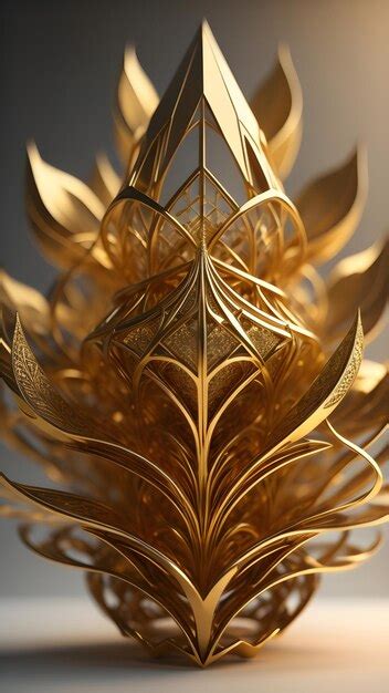 Premium Photo Intricate Golden Fractal Structure Design Wallpaper