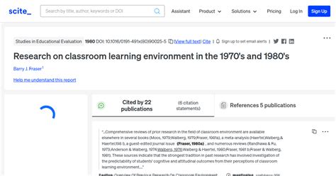 Research On Classroom Learning Environment In The 1970s And 1980s