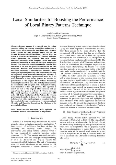 Pdf Local Similarities For Boosting The Performance Of Local Binary