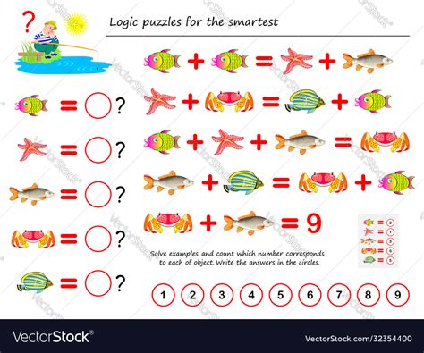 Mathematical Logic Puzzle Game For Smartest Solve Vector Image