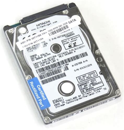 2,5" 320GB SATA HDD Hitachi HTS723232A7A364 7.200 rpm 42T1158 7mm ...