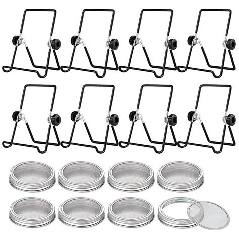 8 Sets Sprouting Jar Kit Includes Sprouting Lids And Sprouting Stands