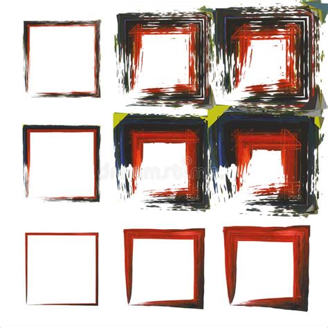 Hand Drawn Frames Handdrawn Square Frame Set Of Grunge Square Stock Vector Illustration Of