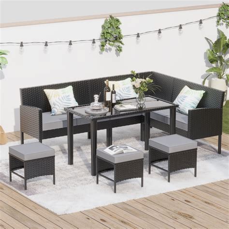 Small Space Patio Furniture 7 Piece Outdoor Furniture Set Backyard