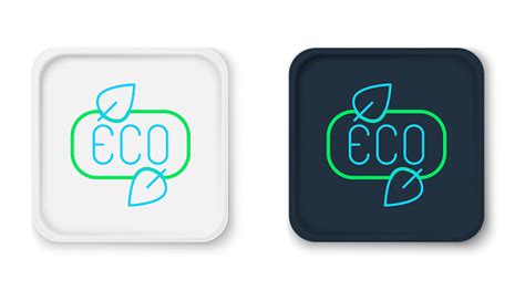 흰색 배경에 격리 된 라인 리프 에코 기호 아이콘 에코 그린 배너 라벨 태그 로고 스티커 다채로운 개요 개념 벡터 Friendly Match에 대한 스톡 벡터 아트 및 기타