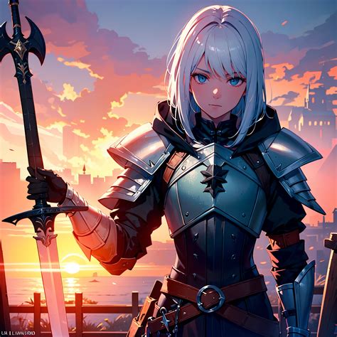 A Woman In Armor Holding A Sword And A Sword In Her Hand SeaArt AI