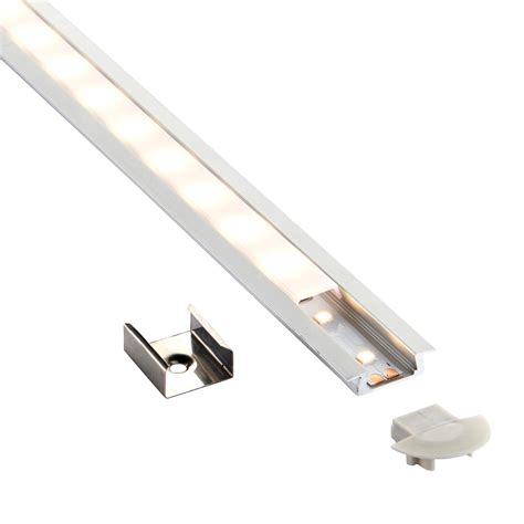 Extrusion Led Striplight Silver Opal Pc Diffuser Ip20 National Lighting National