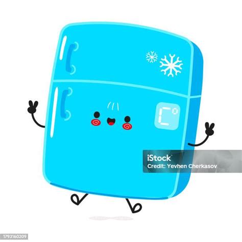 Cute Funny Refrigerator Jumping Character Stock Illustration Download