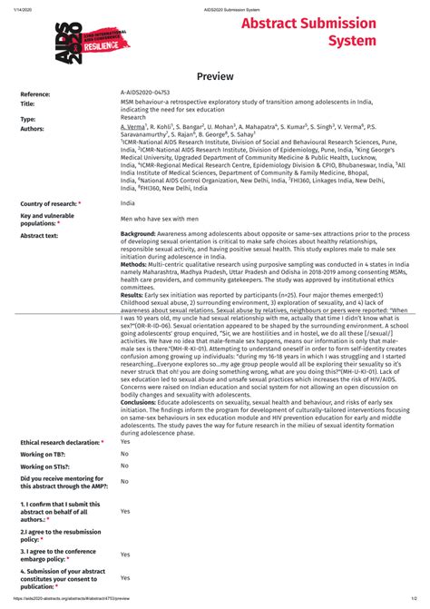 PDF Abstract Submission System Preview Title MSM Behaviour A Retrospective Exploratory Study