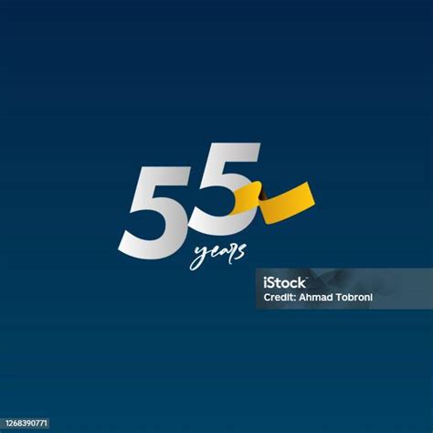55 주년 기념 기념 화이트 블루와 노란색 리본 벡터 템플릿 디자인 일러스트 0명에 대한 스톡 벡터 아트 및 기타 이미지 0