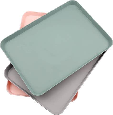 Hocadrv 3 Pcs Plastic Serving Lap Trays For Food Fast Food Drinks