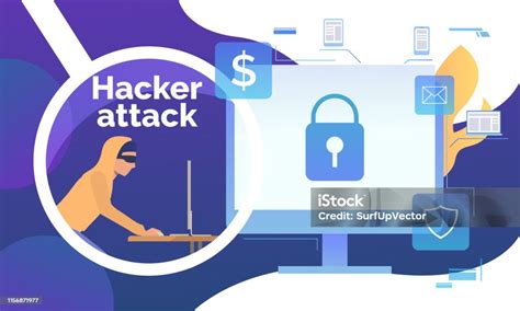 hackerangriffspräsentationsfolie vorlage stock vektor art und mehr
