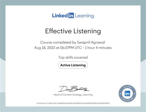 swapnil agrawal on linkedin certificate of completion
