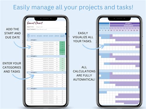 GANTT CHART Project Management Agile Google Sheets Excel Template Task Tracker Project