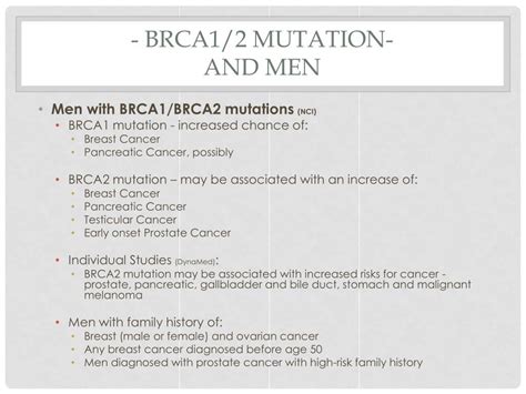 Ppt Men And The Brca Gene Mutation Is There A Need To Be Tested