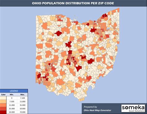ohio zip code map and population list in excel