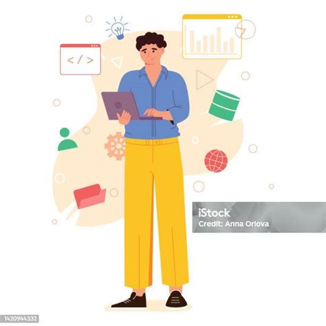 콘텐츠 관리 시스템 개념 설계 또는 Cms 개념 설계 소프트웨어 개발 웹 사이트 아키텍처 플랫 벡터 일러스트 레이 션 콘텐츠 관리 시스템에 대한 스톡 벡터 아트 및 기타