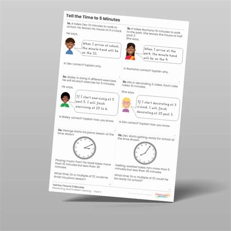 Year 2 Tell The Time To 5 Minutes Reasoning And Problem Solving 2 Resource Classroom Secrets