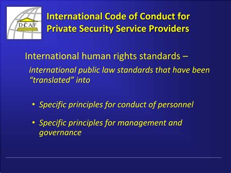 Ppt International Code Of Conduct For Private Security Service Providers Powerpoint