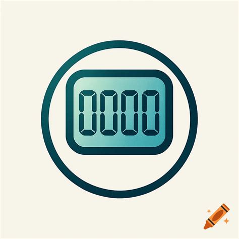 A Stylized Logo Featuring A Light Teal Digital Display Showing 0000