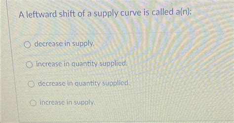 Solved A Leftward Shift Of A Supply Curve Is Called
