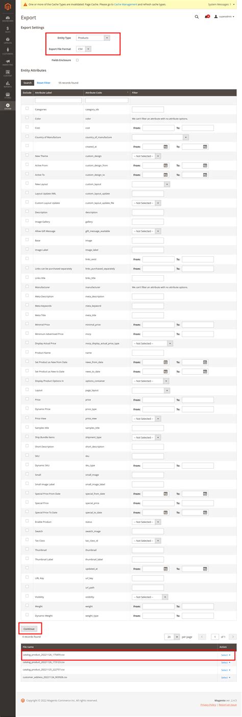 Magento Community Edition Version 245 Export Product Website Id